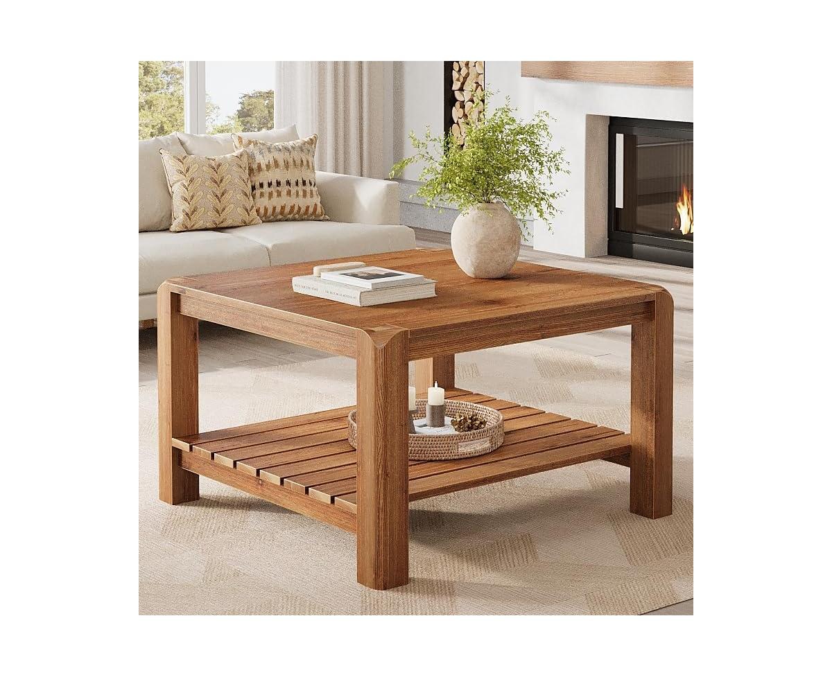 Click here for Tribesigns 31.5" Solid Wood Coffee Table  2-T... prices