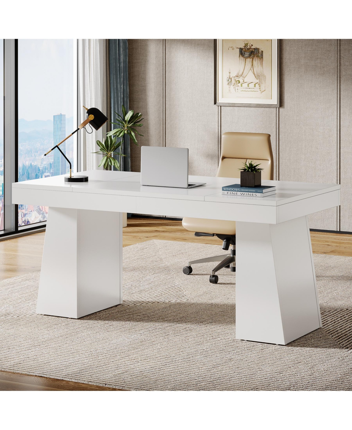Click here for Tribesigns 55" Executive Wooden Desk with Dou... prices