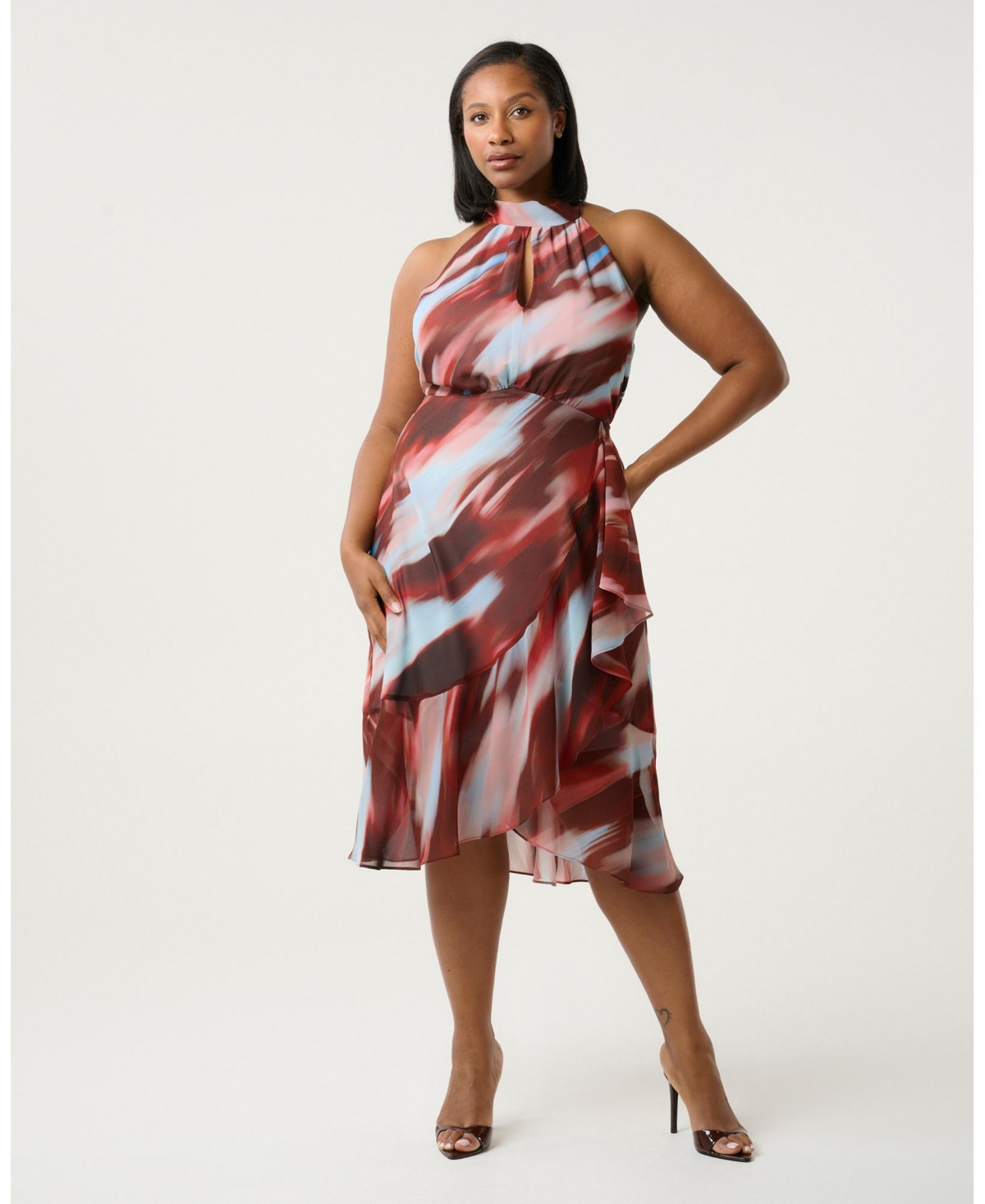 Click here for Estelle Womens Madelena Halter Neck Dress - Sunkis... prices