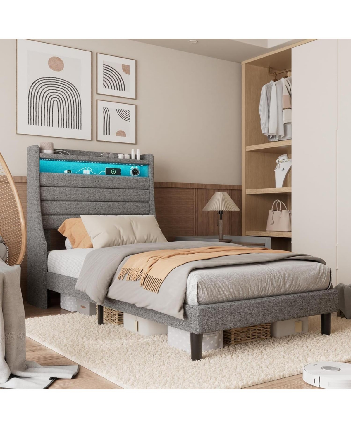 Click here for gaomon Easy Assembly Twin Size Bed Frame Storage H... prices