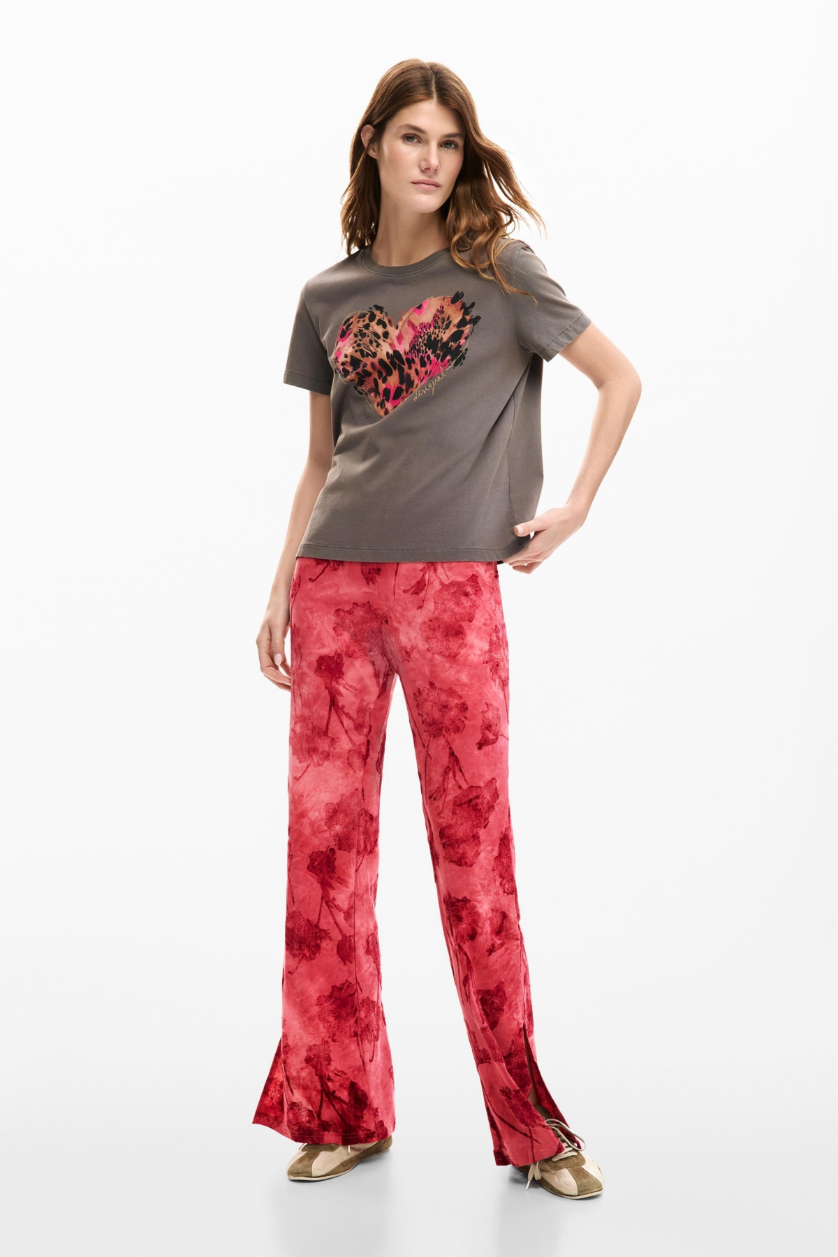 Click here for Desigual Womens Flocked pants - Red prices