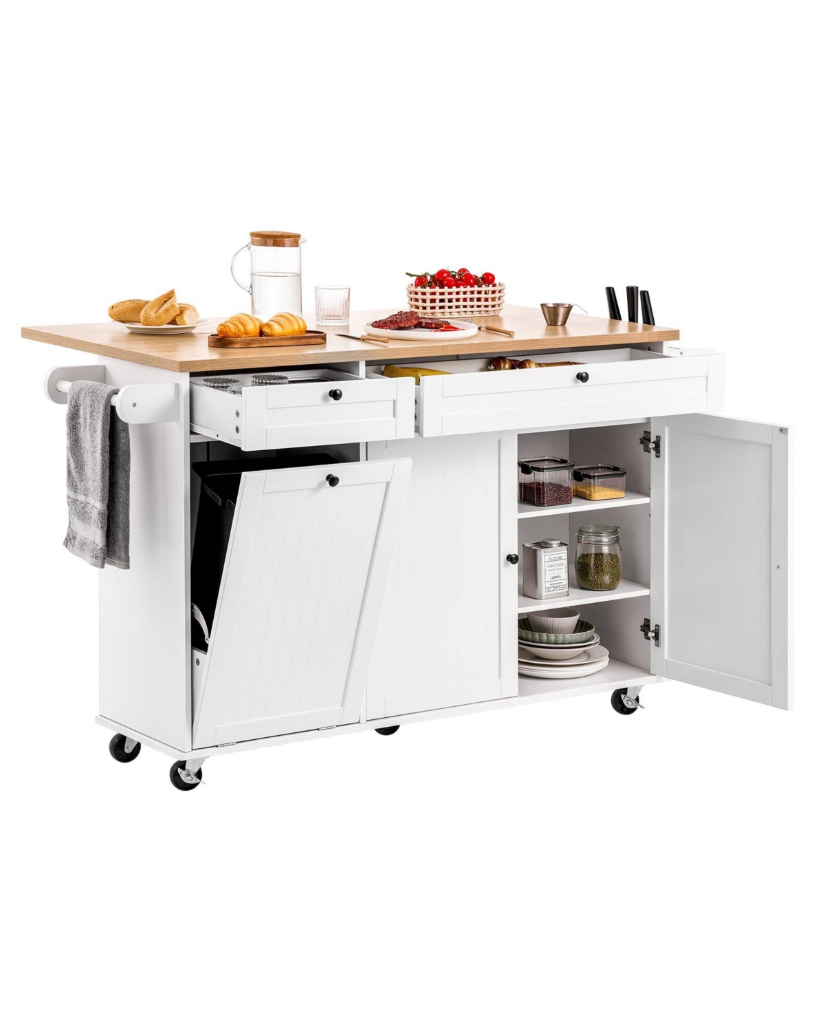 Click here for Volenca 60" Kitchen Island Cart with Wood Top... prices