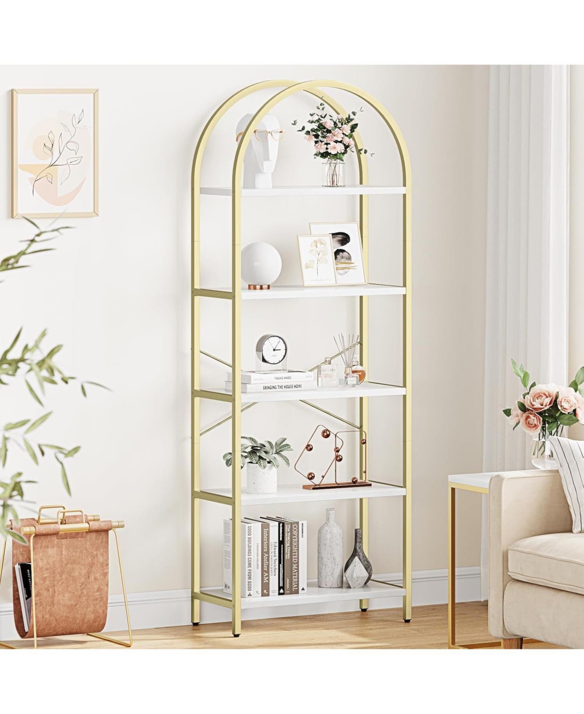 Click here for gaomon Set of 2 Modern Arched Bookcases  5-Tier Me... prices