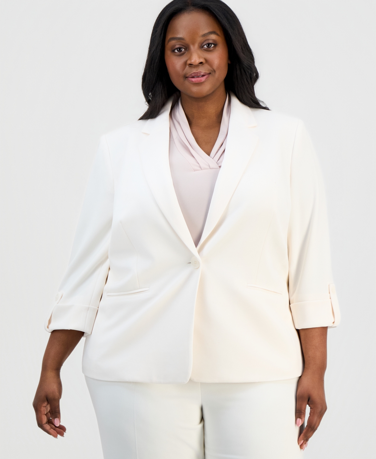 Click here for Anne Klein Essentials Plus Size 3/4-Sleeve One-But... prices