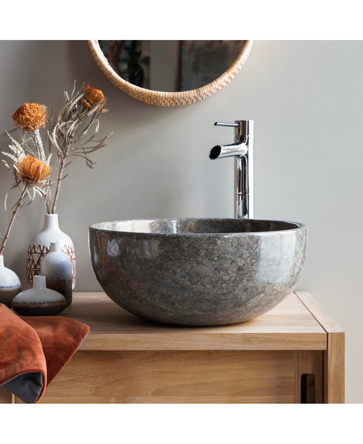 Click here for Tikamoon Mia Light Grey round marble washbasin prices