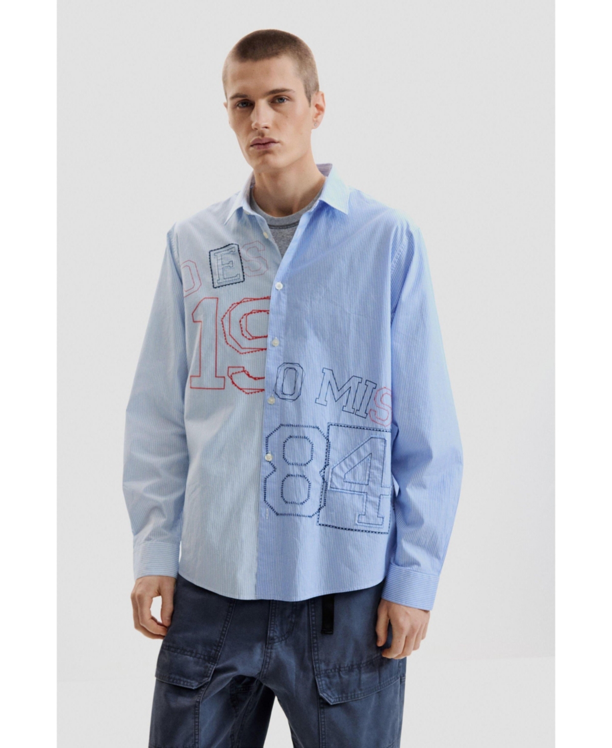 Click here for Desigual Mens Embroidered shirt - Light blue prices