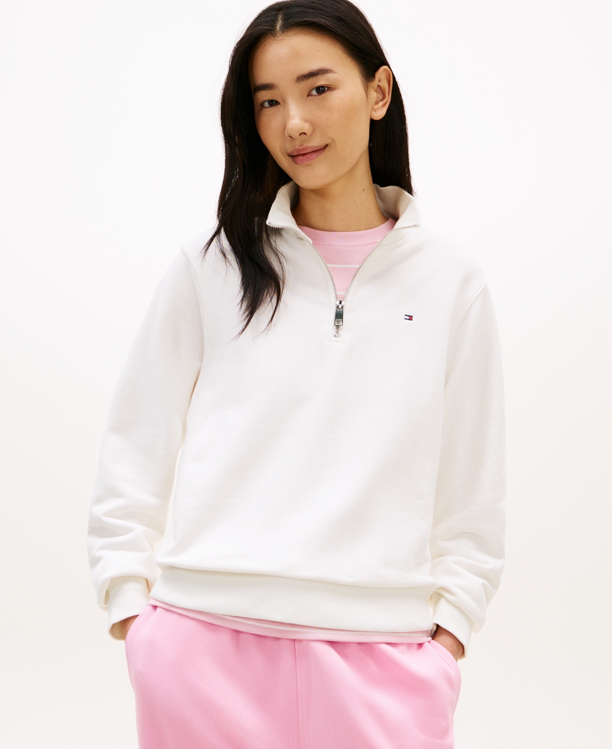 Click here for Tommy Hilfiger Womens Half-Zip Sweatshirt - Ecru prices