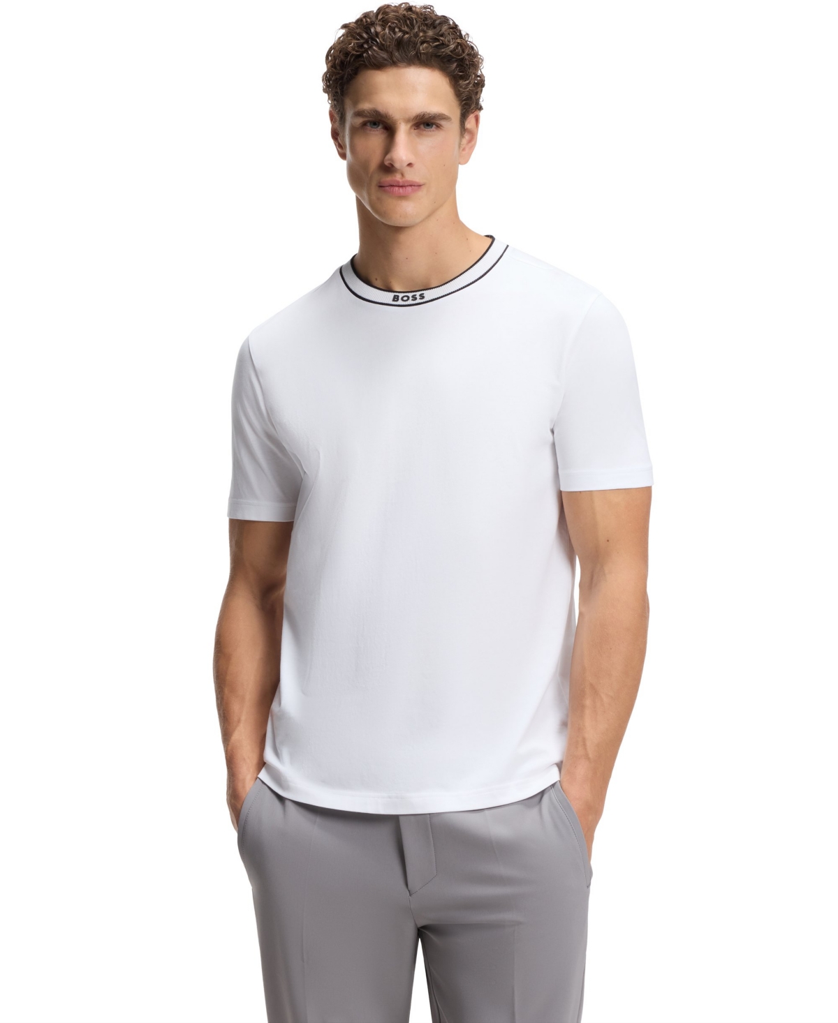 Click here for Boss by Hugo Boss Mens Contrast Stripe Cotton T-Sh... prices