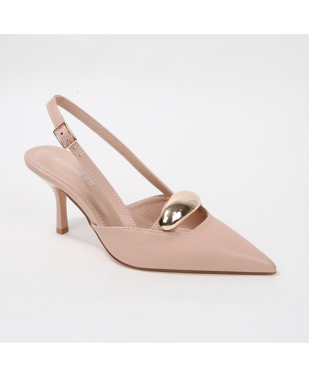 Click here for Berness Eltha Slingback Heels with Metallic Dome A... prices