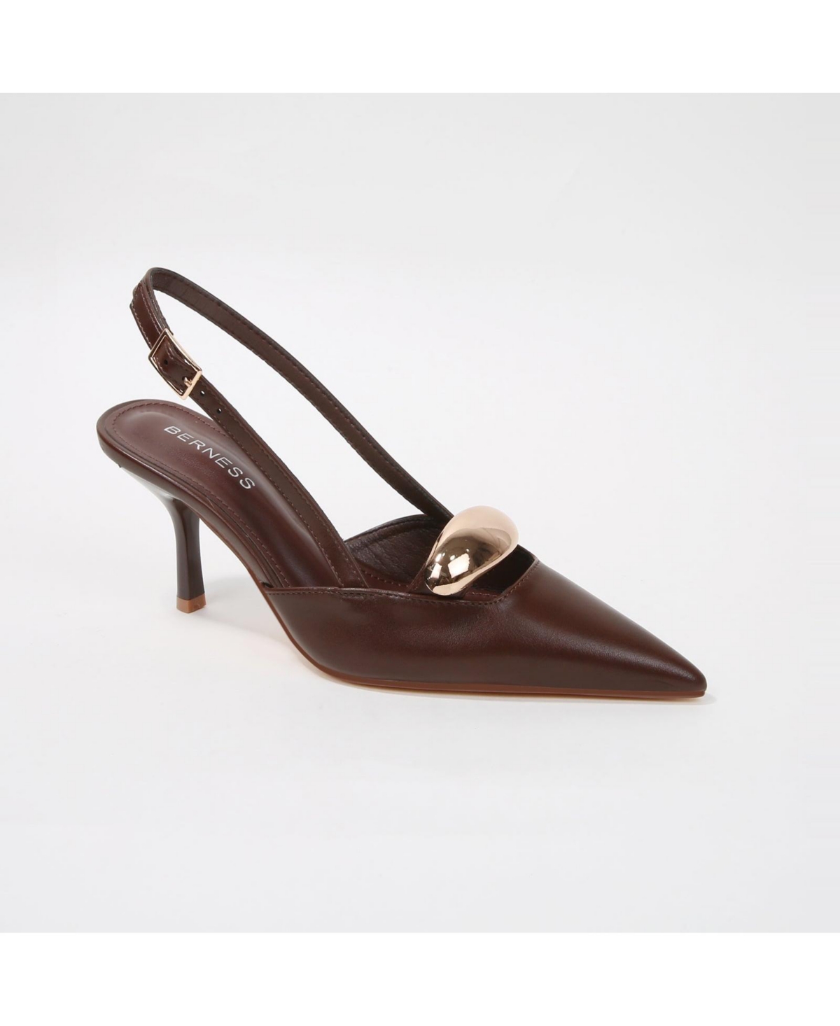 Click here for Berness Eltha Slingback Heels with Metallic Dome A... prices