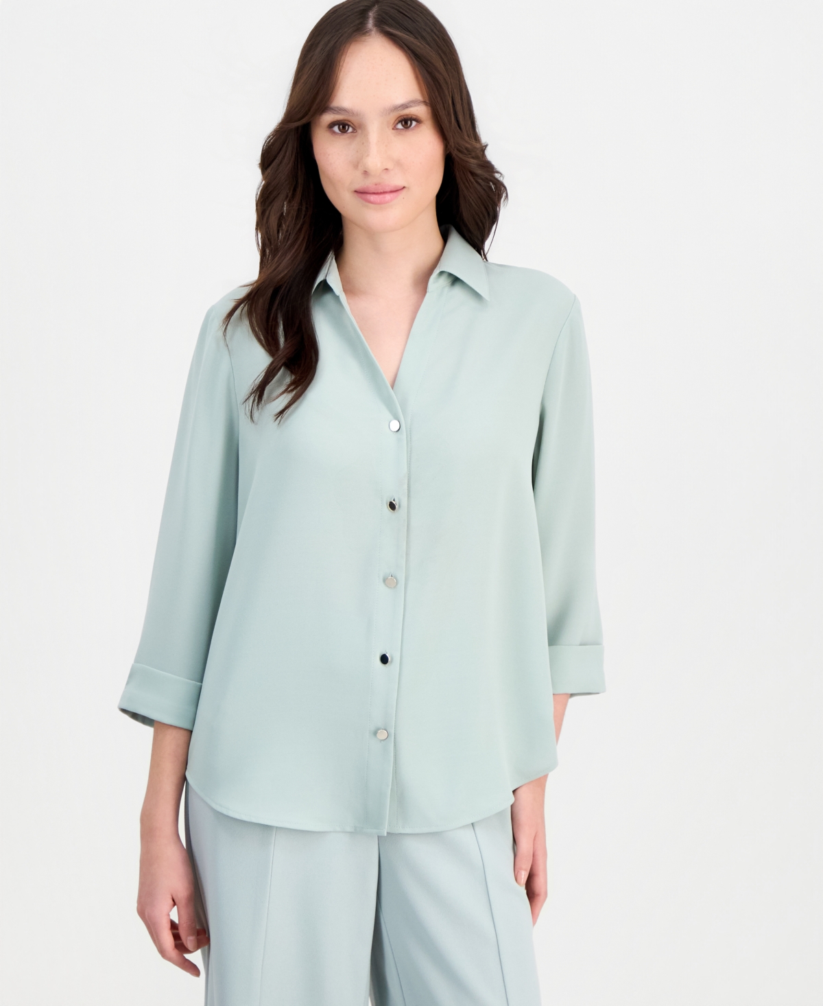 Click here for Anne Klein Essentials Petite 3/4-Sleeve Crepe Blou... prices