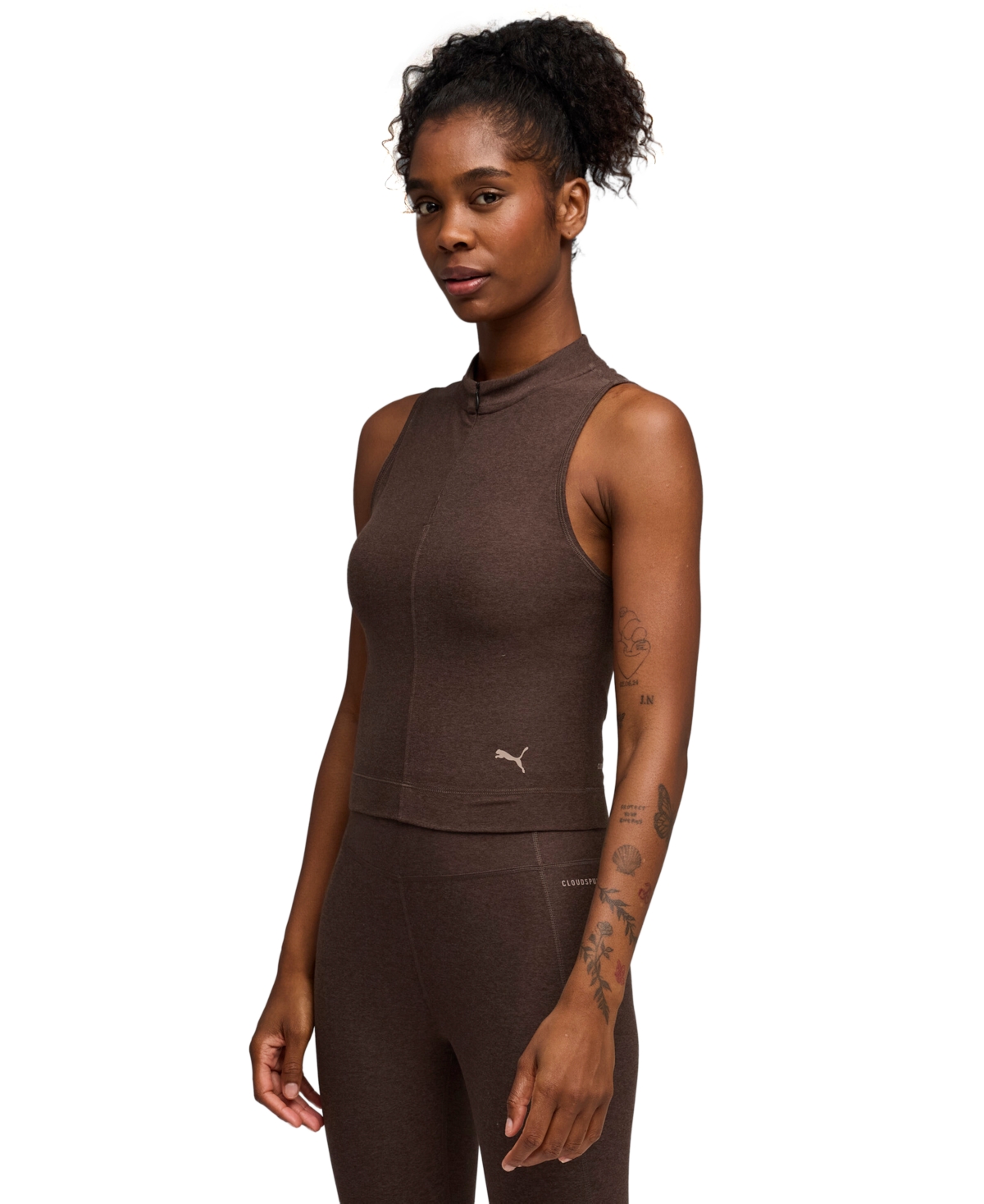 Click here for Puma Womens Cloudspun Quarter-Zip Tank Top - Choco... prices