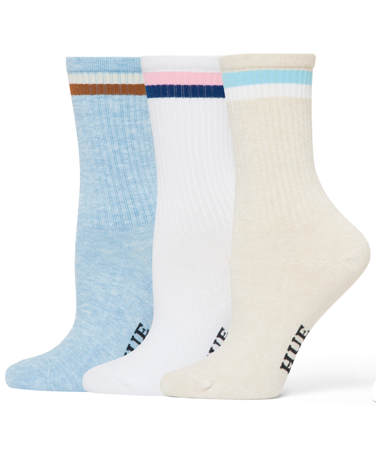 Click here for Hue Womens 3 Pack Crew Socks - Multi Stripe Pack prices