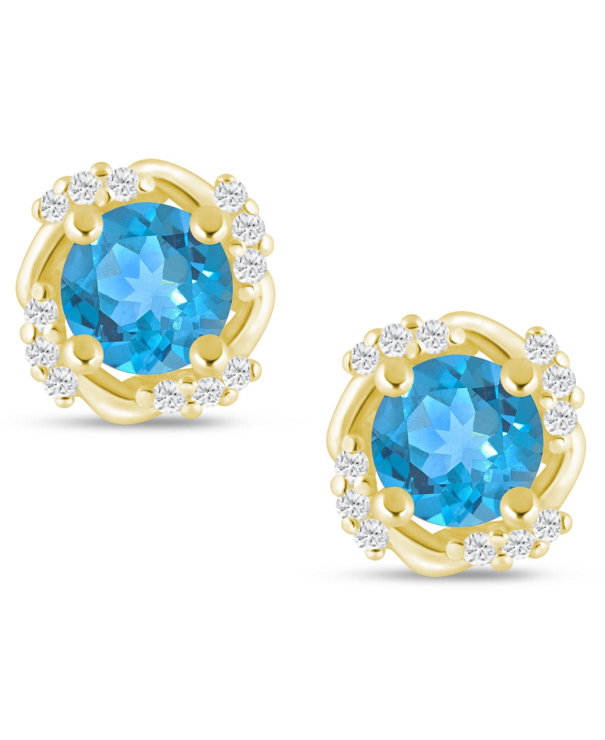 Click here for Macys Gemstone and Diamond Framed 1/3 Stud Earring... prices