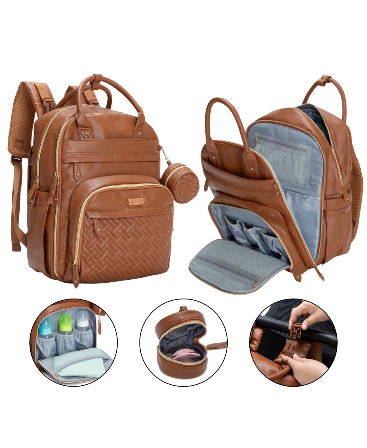 Click here for BabbleRoo Premium Faux Leather Diaper Bag Backpack... prices