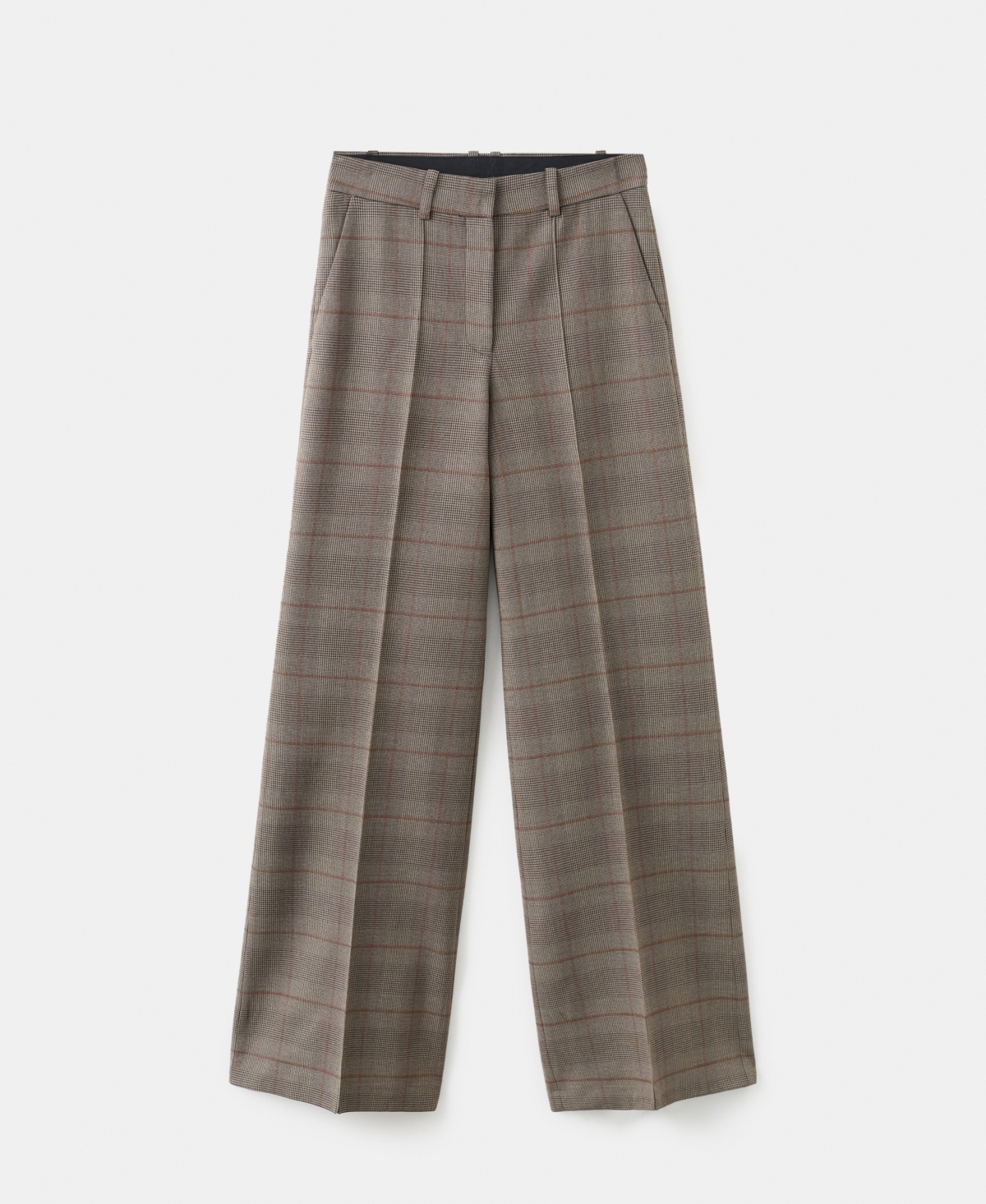 Click here for Mango Womens Wool-Blend Check Pants - Brown prices
