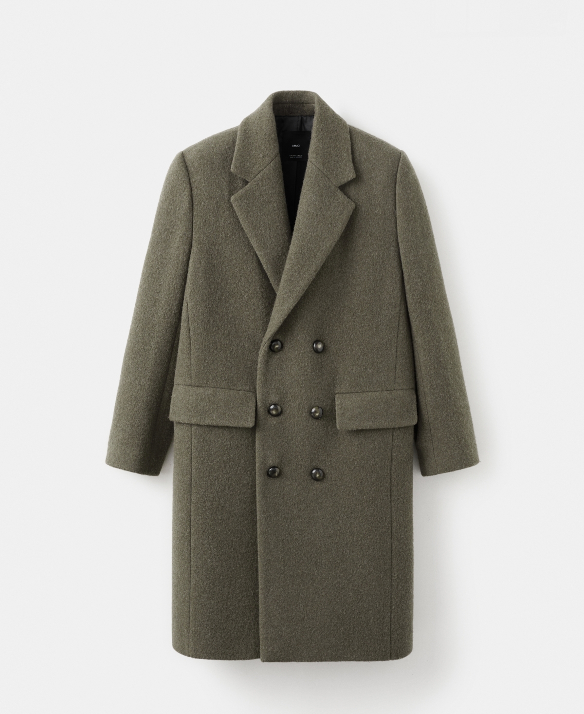 Click here for Mango Womens Double-Breasted Wool Coat - Khaki prices