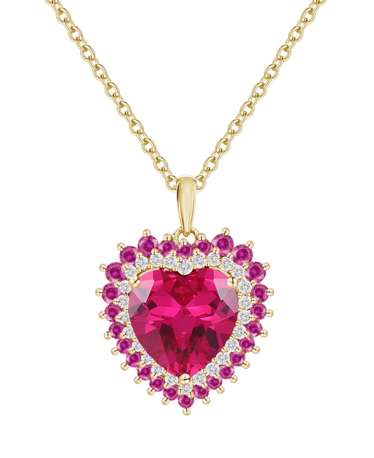 Click here for Macys Lab-Grown Ruby and White Sapphire Heart Pend... prices