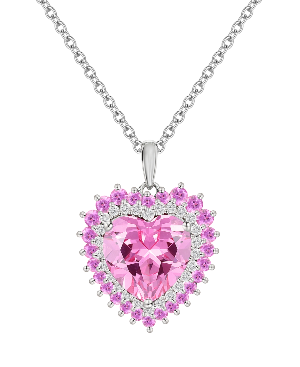 Click here for Macys Lab-Grown Ruby and White Sapphire Heart Pend... prices