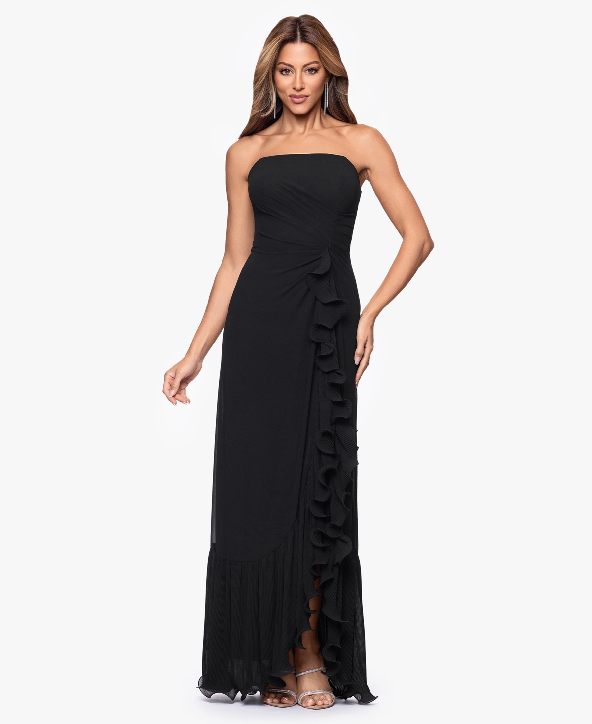 Click here for Xscape Womens Strapless Long Ball Gown - Black prices