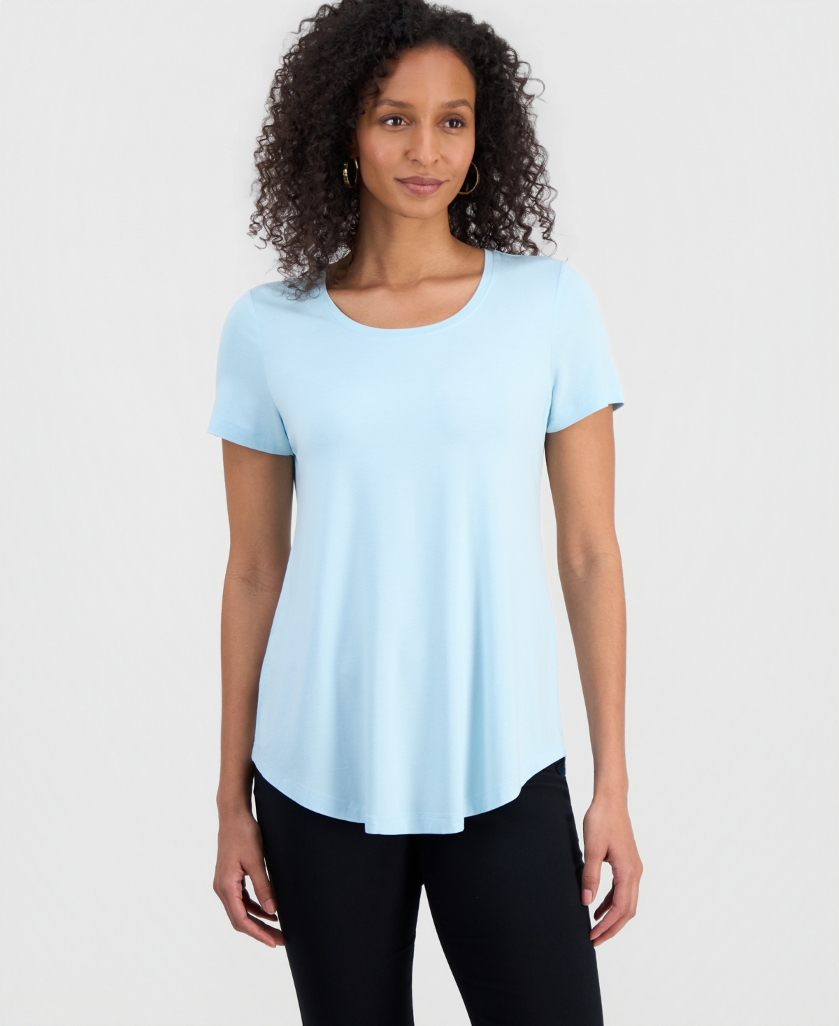 Click here for Jm Collection Petite Solid Rayon Span Short-Sleeve... prices