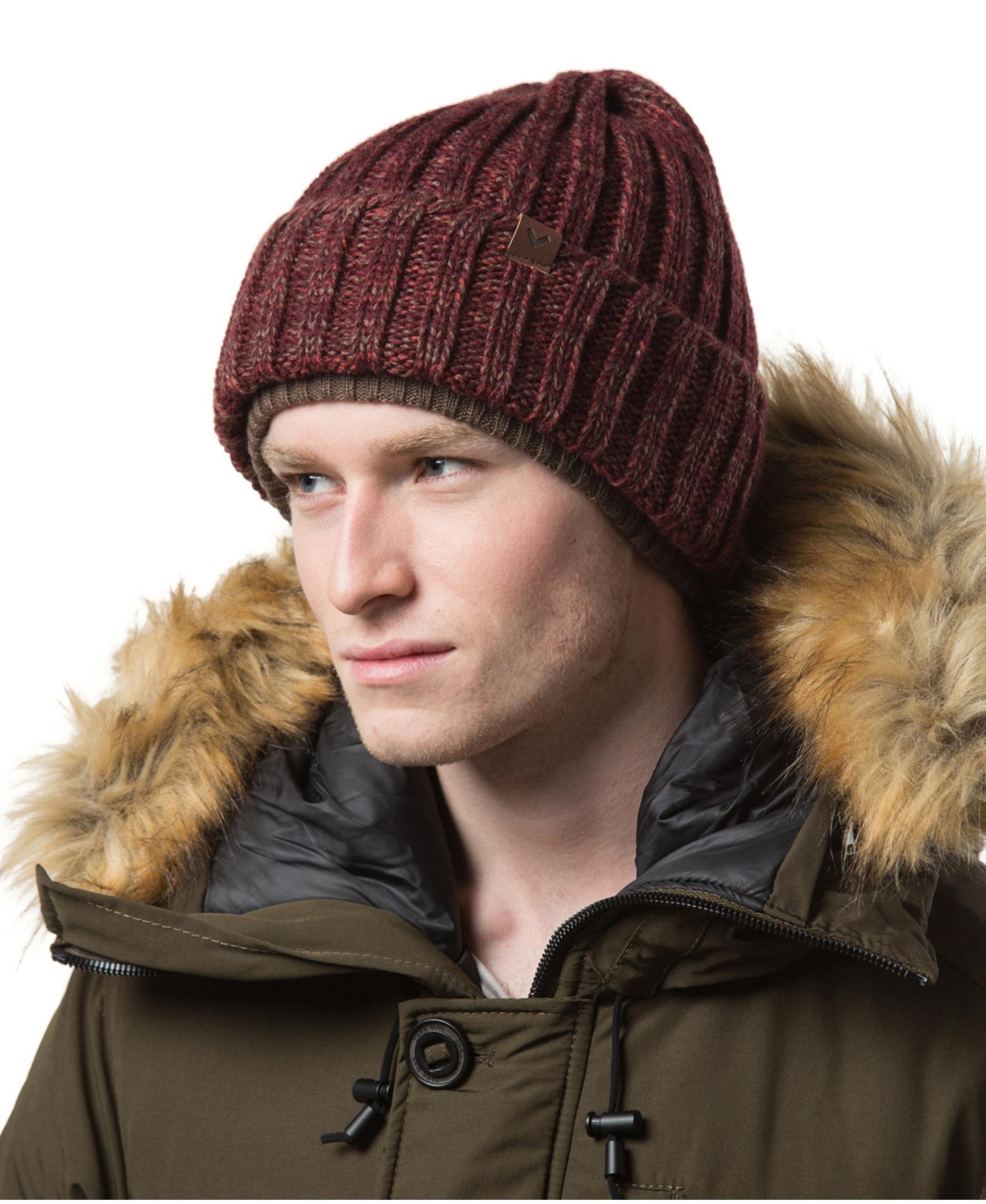 Click here for Gallery Seven Mens Knit Beanie Winter Hat - Burgun... prices