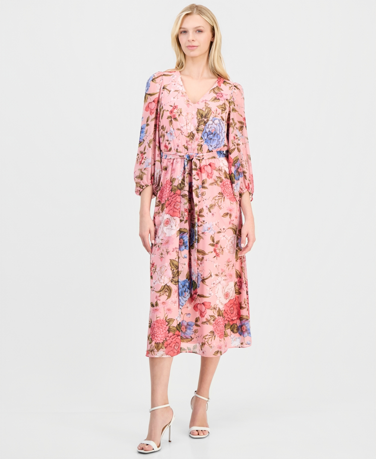 Click here for Anne Klein Womens Belted V-Neck Dress - CALYPSO CO... prices