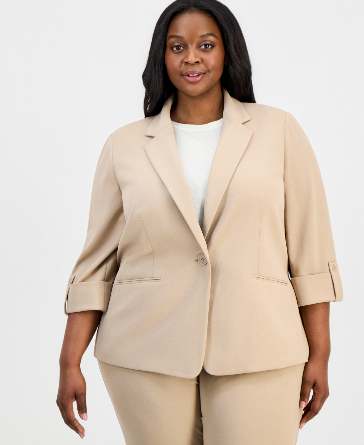 Click here for Anne Klein Essentials Plus Size 3/4-Sleeve One-But... prices