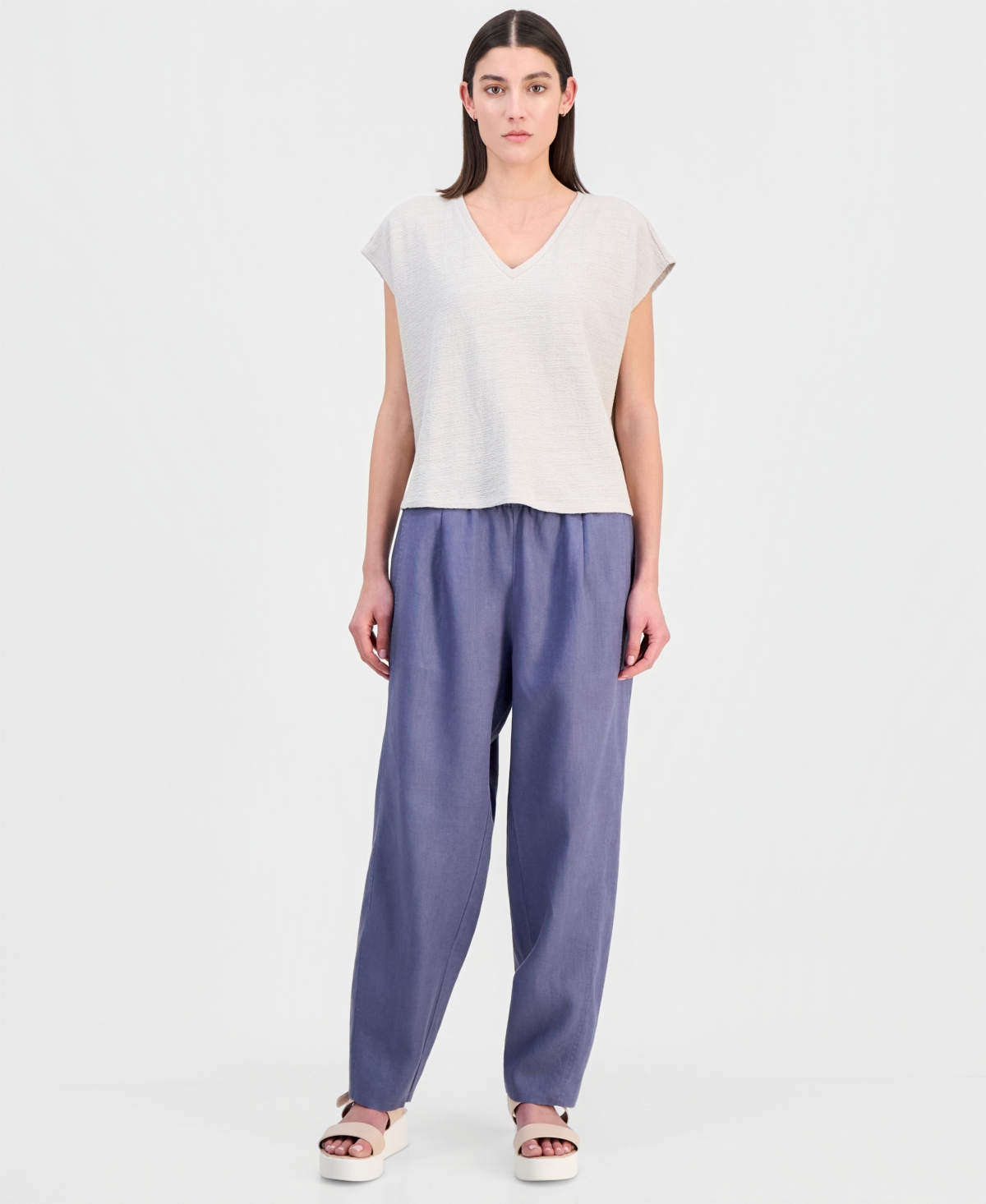 Click here for Eileen Fisher Womens Ankle Pleated Lantern Pants -... prices