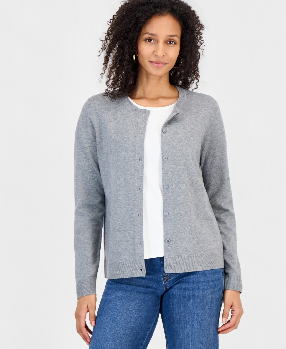 Click here for Style & Co Womens Button-Down Long-Sleeve Cardigan... prices