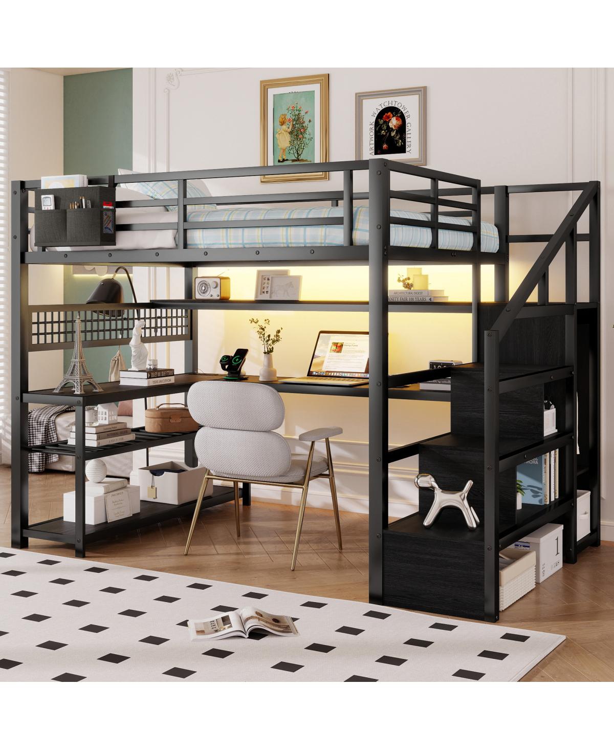 Click here for Streamdale Furniture Full Size Loft Bed with Stair... prices