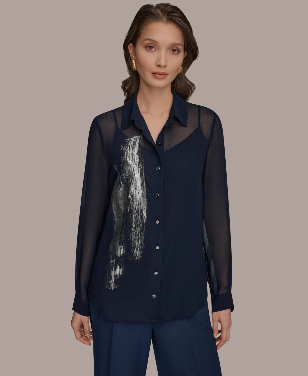 Click here for Donna Karan New York Womens Brush Stroke Button-Do... prices