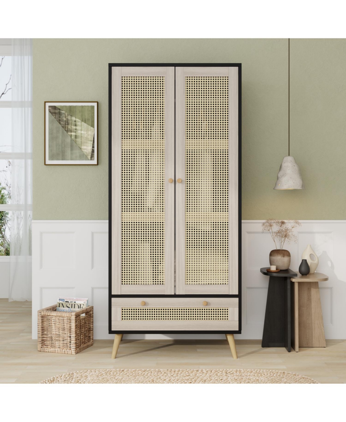Click here for Streamdale Furniture 70 Rattan Door Armoire Boho W... prices