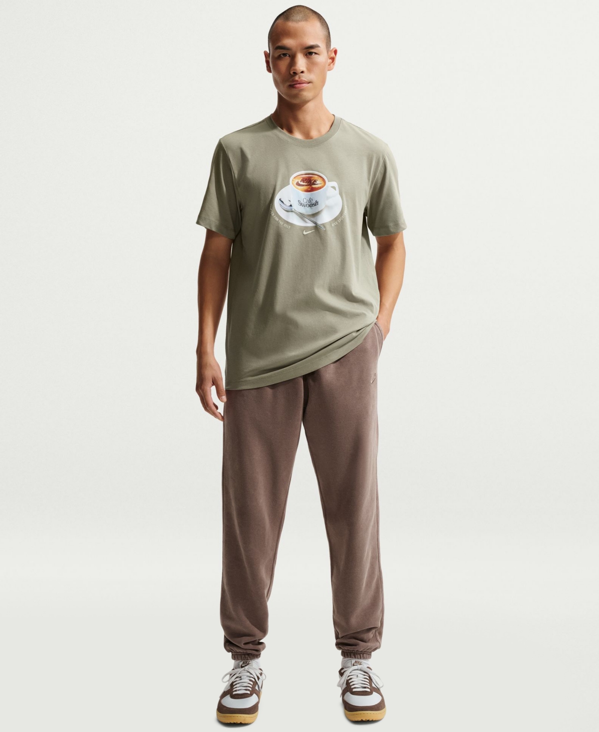 Click here for Nike Mens Mug Print Crewneck T-Shirt - Light Army prices