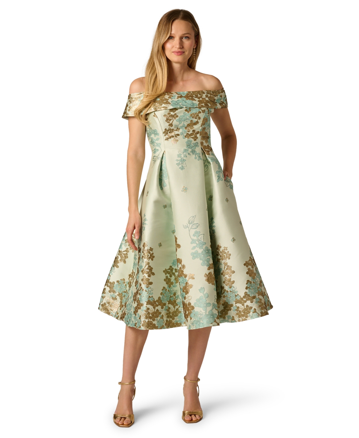 Click here for Adrianna Papell Womens Off-The-Shoulder Midi Dress... prices