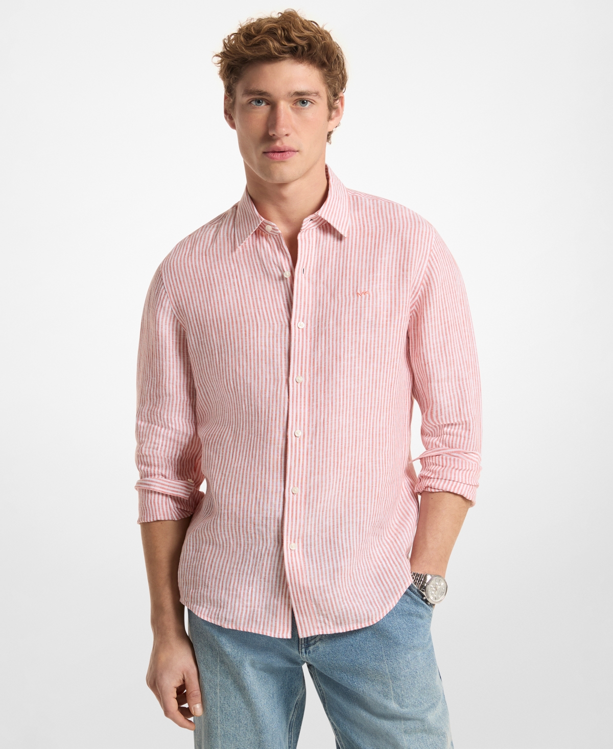 Click here for Michael Kors Mens Striped Long-Sleeve Shirt - Mimo... prices