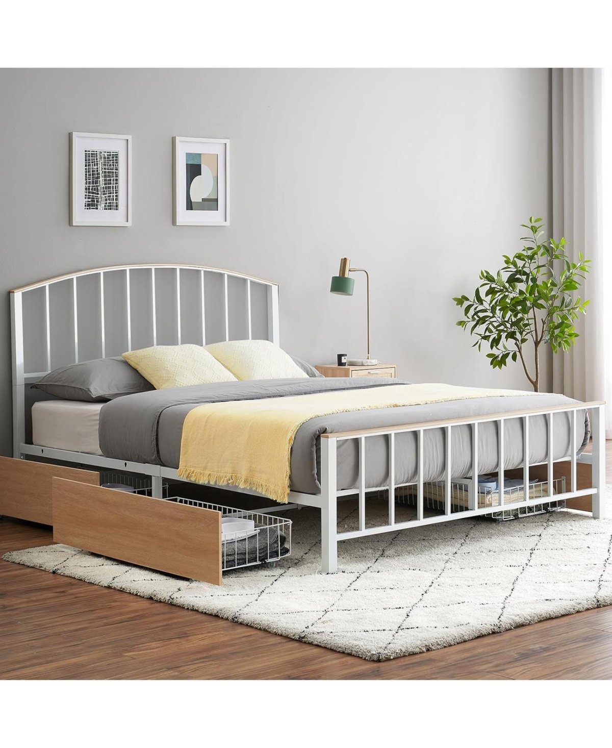 Click here for gaomon Large 4 Storage Drawers Bed Frame with Head... prices