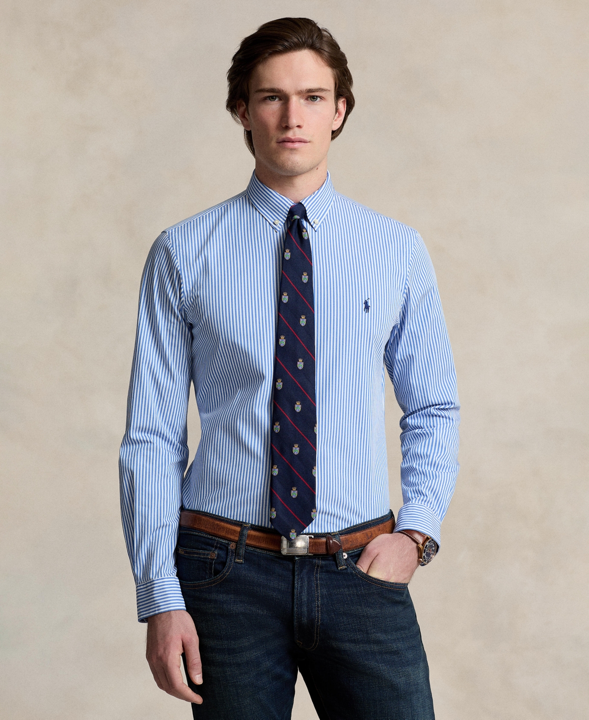 Click here for Polo Ralph Lauren Mens Slim-Fit Stretch Shirt - Li... prices