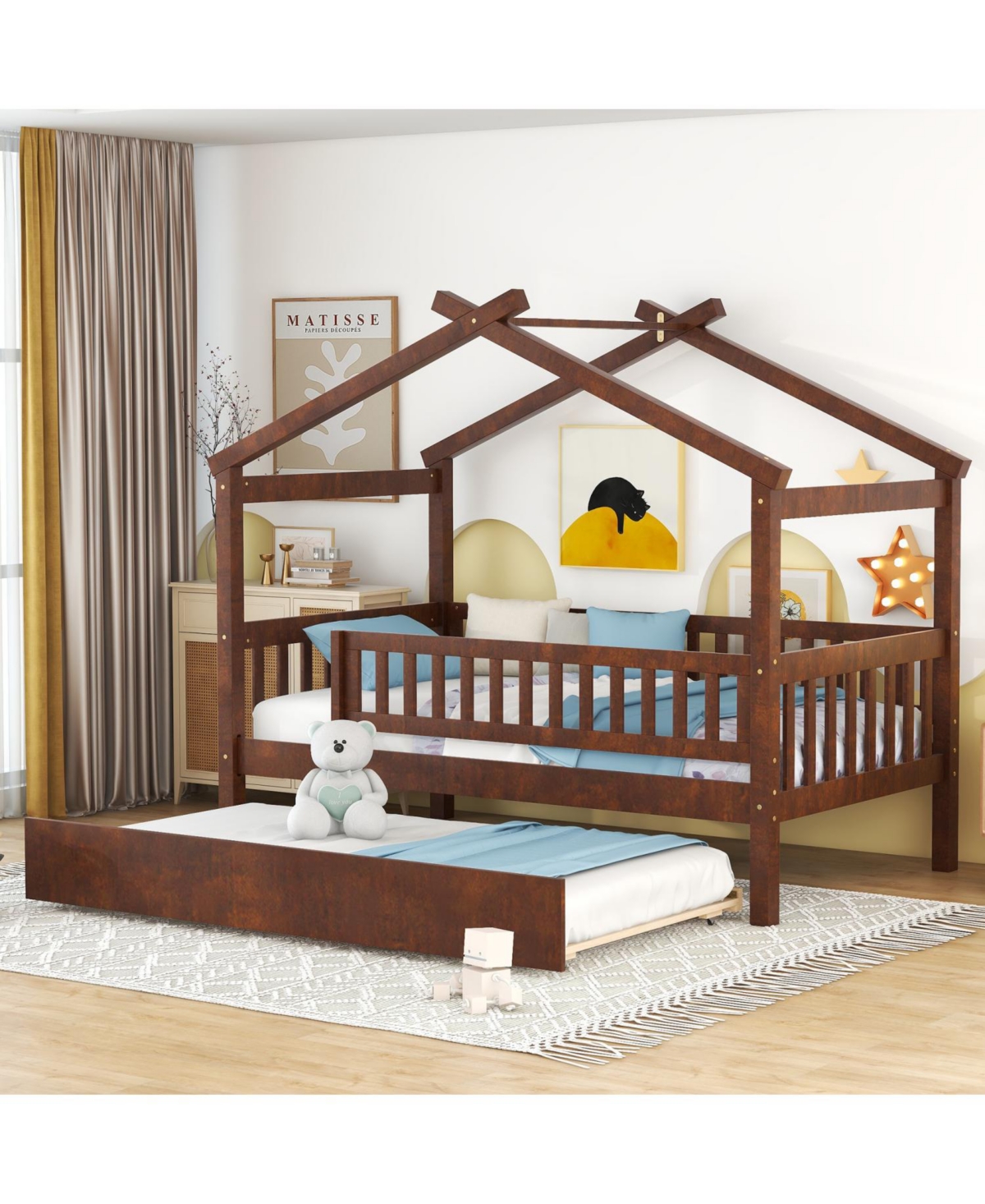Click here for Simplie Fun Twin Size Wooden House Bed With Twin S... prices