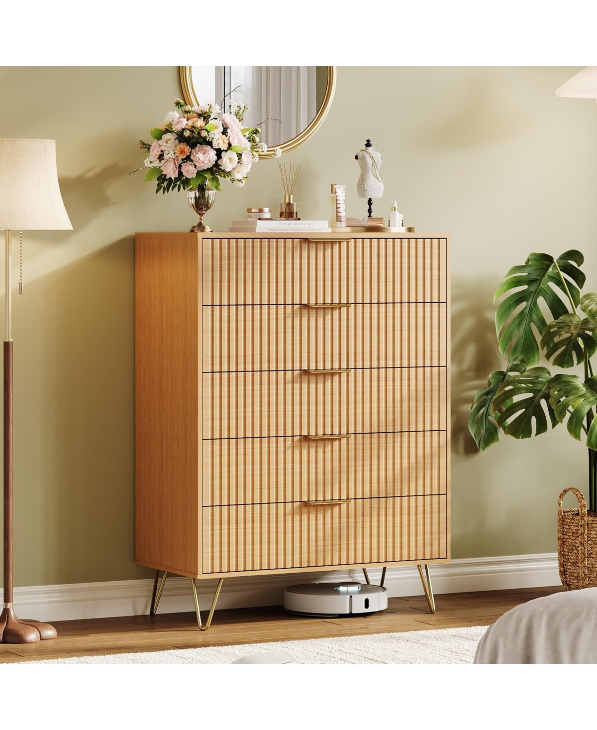 Click here for gaomon Fluted 5-Drawer Dresser for Bedroom  32... prices