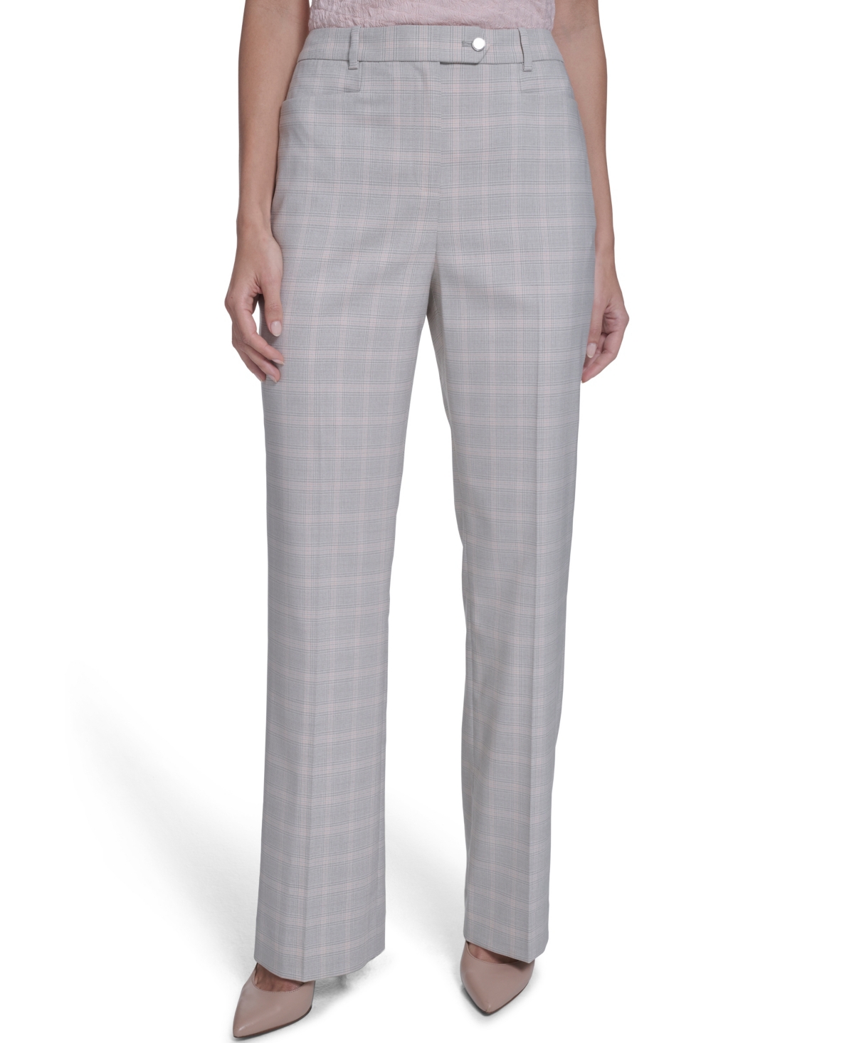 Click here for Calvin Klein Womens Windowpane Modern Fit Pants -... prices