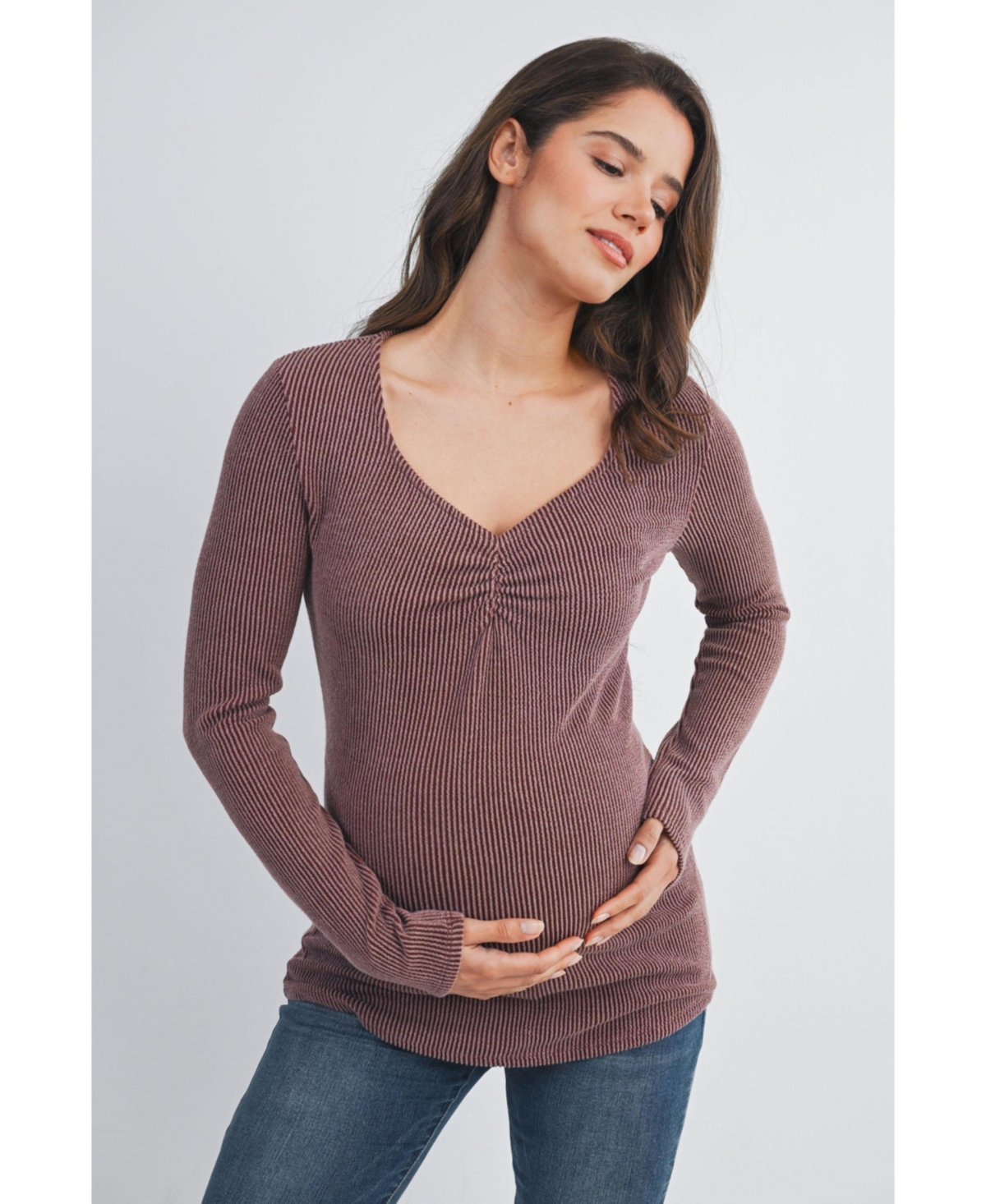 Click here for Hello Miz Maternity Long Sleeve Ribbed Sweetheart... prices