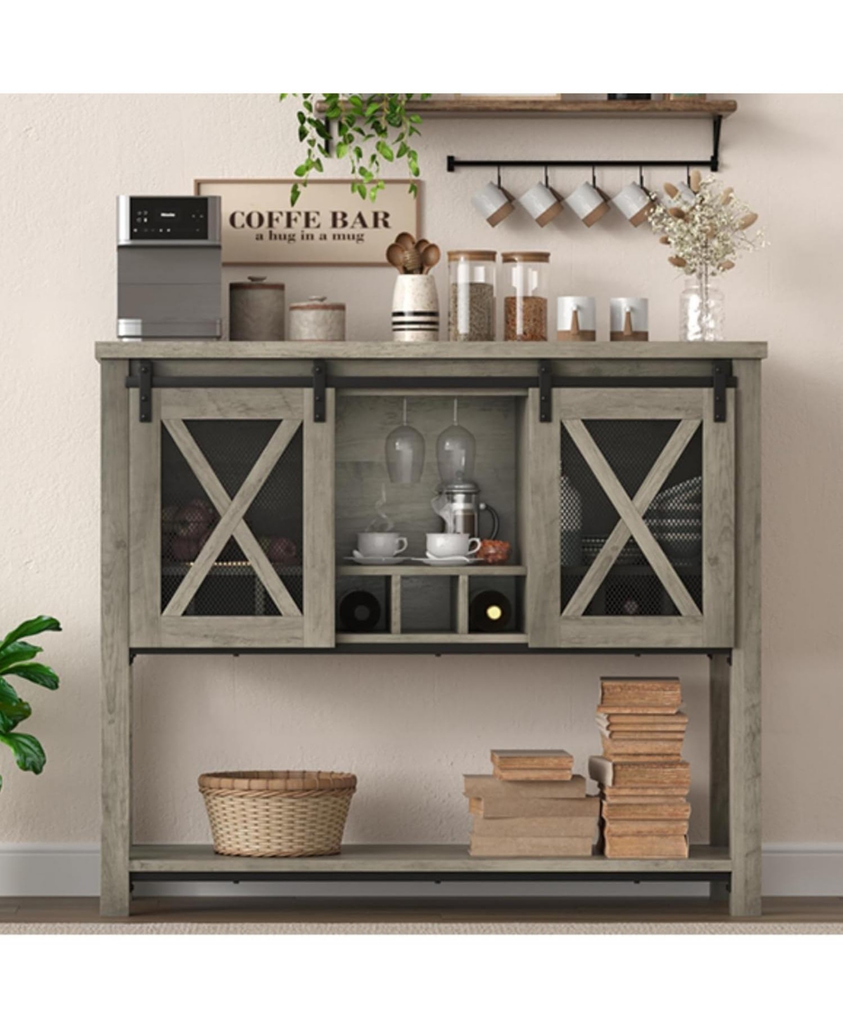 Click here for gaomon Farmhouse Coffee Bar Cabinet with Sliding B... prices
