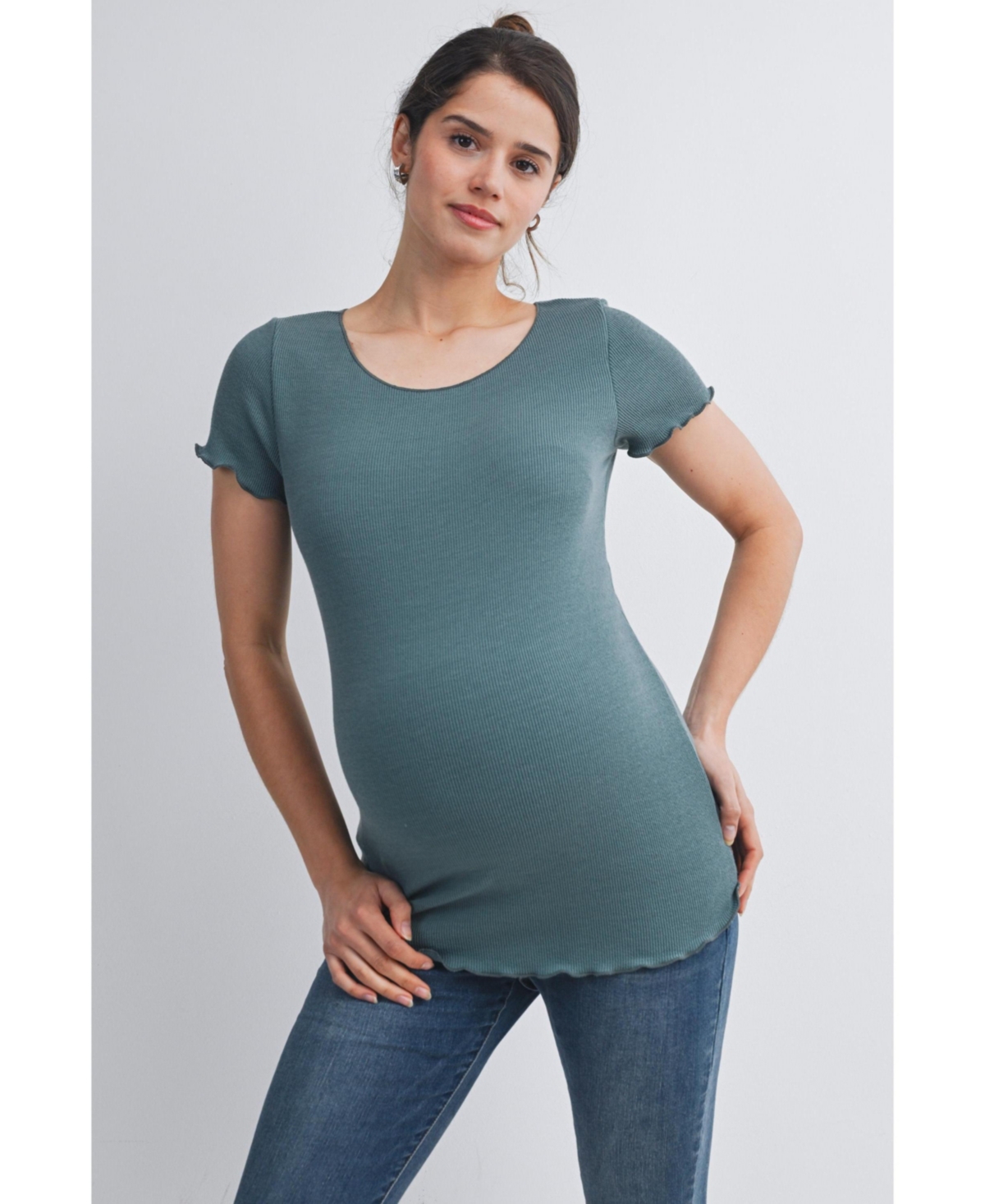 Click here for Hello Miz Maternity Scoop Neck Short Sleeve Ribbed... prices
