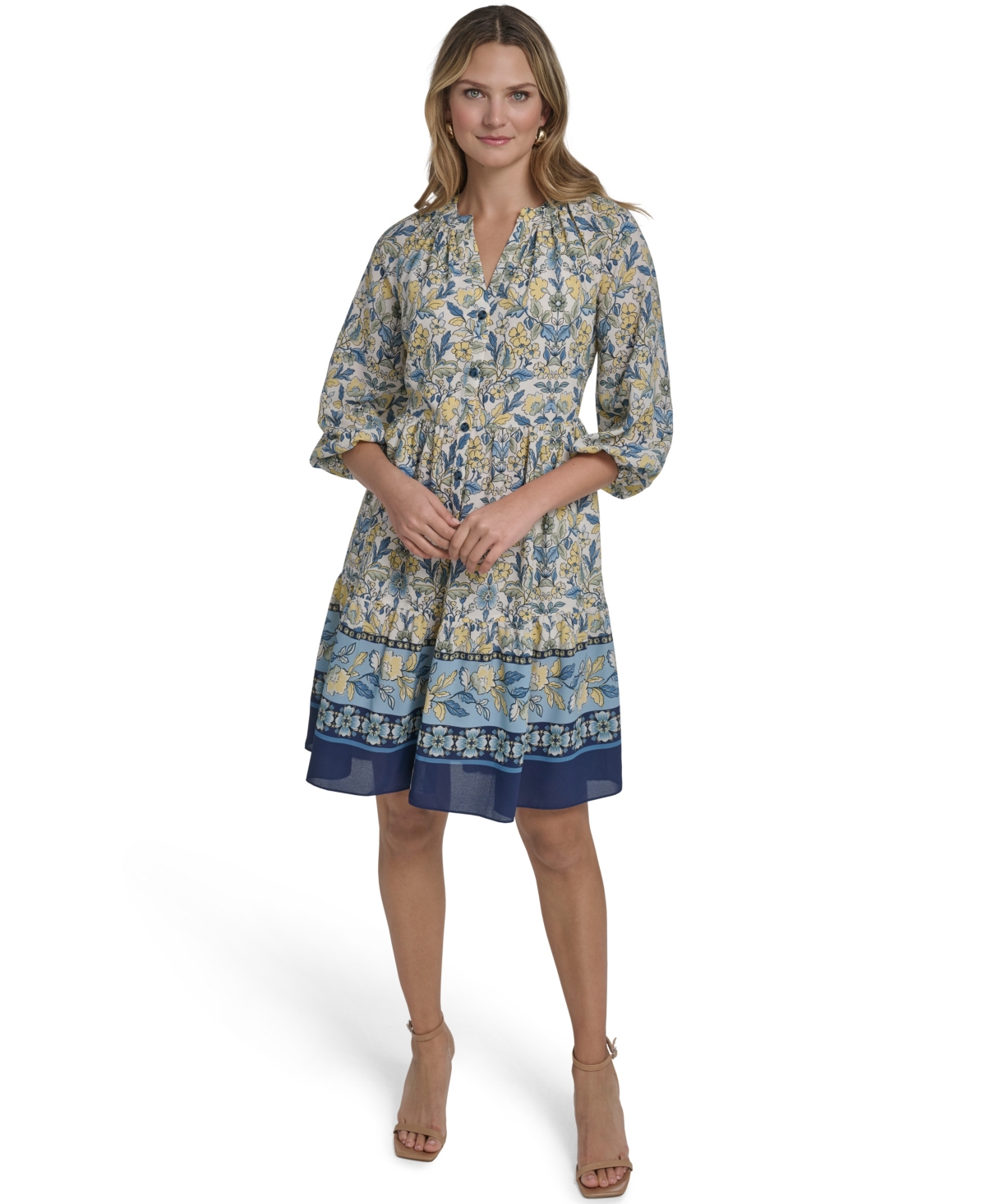 Click here for Jessica Howard Petite V-Neck Tiered Dress - Navy Y... prices