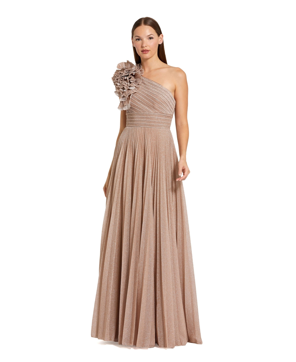 Click here for Draft - Mac Duggal Womens Pleated Metallic One Sho... prices