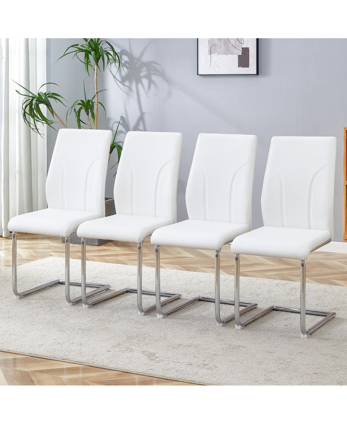 Click here for Streamdale Furniture Set of 4 White Pu Dining Chai... prices