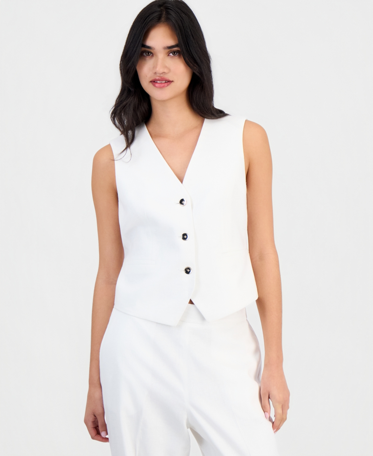 Click here for Bar Iii Womens Linen-Blend Button-Front Vest  Macy... prices