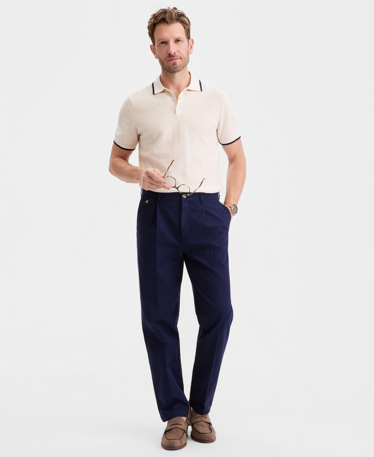 Click here for Club Room Mens Pleated Herringbone Twill Pants  Ma... prices