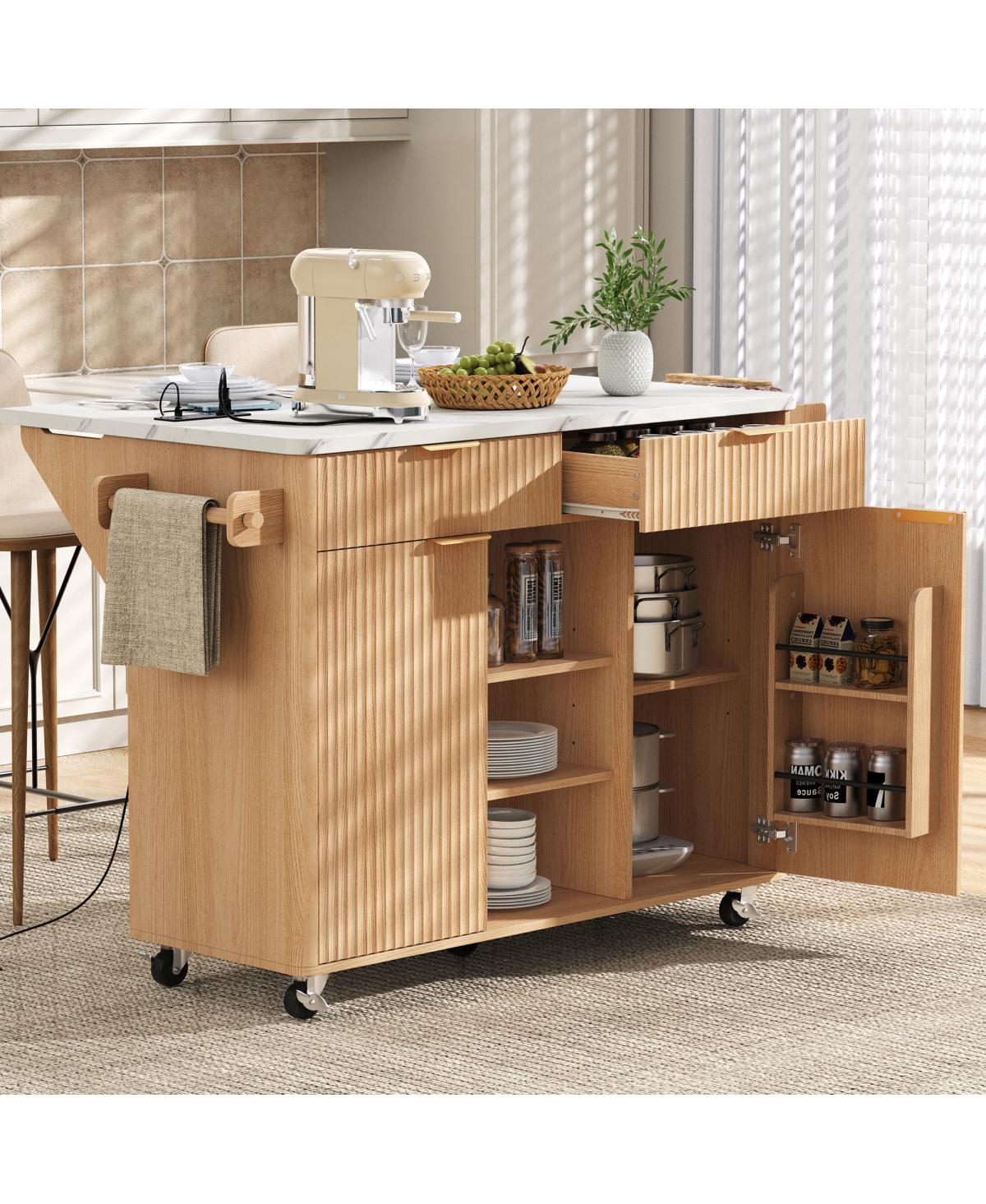 Click here for Streamdale 52" Fluted Kitchen Island with Dro... prices